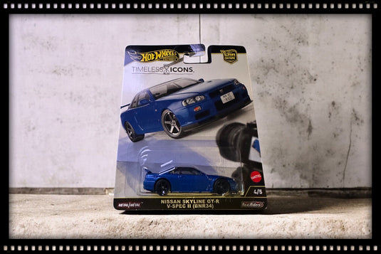 Nissan SKYLINE R34 GT-R V-Spec II (BNR34) Blue HOT WHEELS 1:64 ...